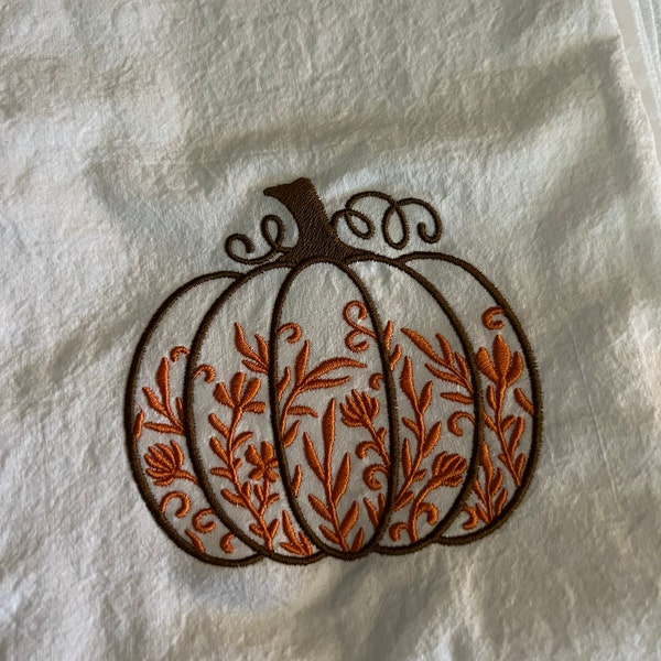 Floral Pumpkin Embroidery Design, Flower Pumpkin Embroidery File ...