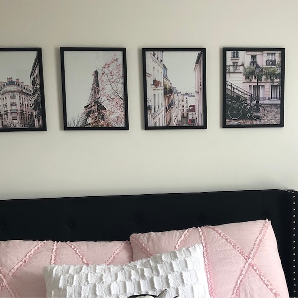Pink Paris Wall Art Set: Girly Bedroom Decor (set of 4 Unframed Prints ...