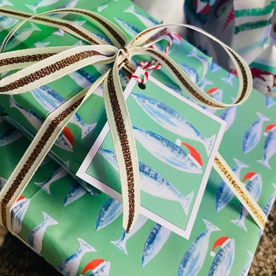 Fish Christmas Wrapping Paper. Mackerel Christmas Wrapping Paper. Fish ...