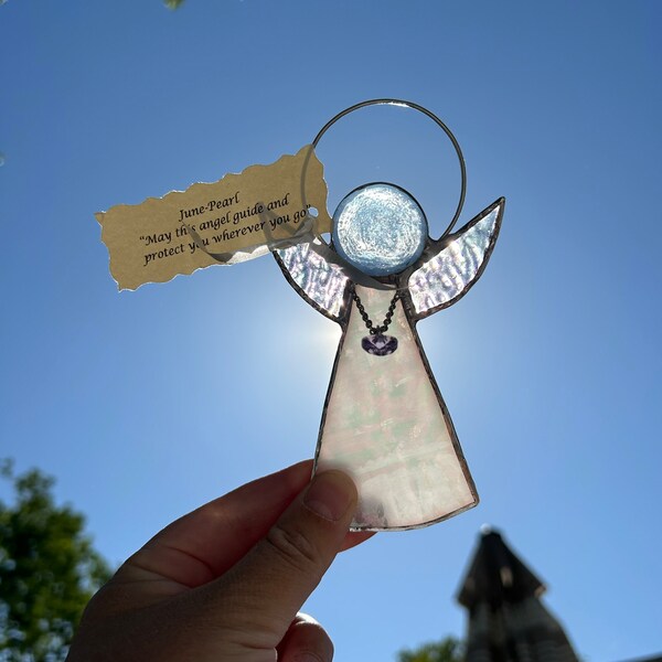 June Crystal Heart Stained Glass Angel Tanzanite - Etsy