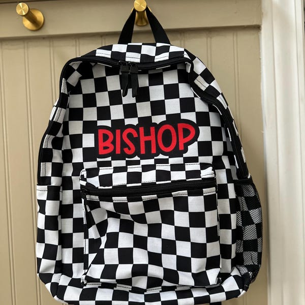 Personalized Backpack Checkered, Back to School Boys Bag Kids Toddler ...