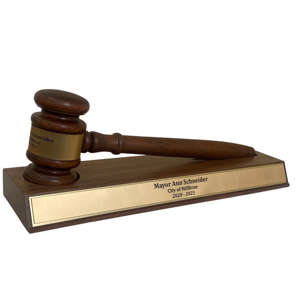 Personalized Engraved Gavel Set With Solid Walnut Presentation Block ...
