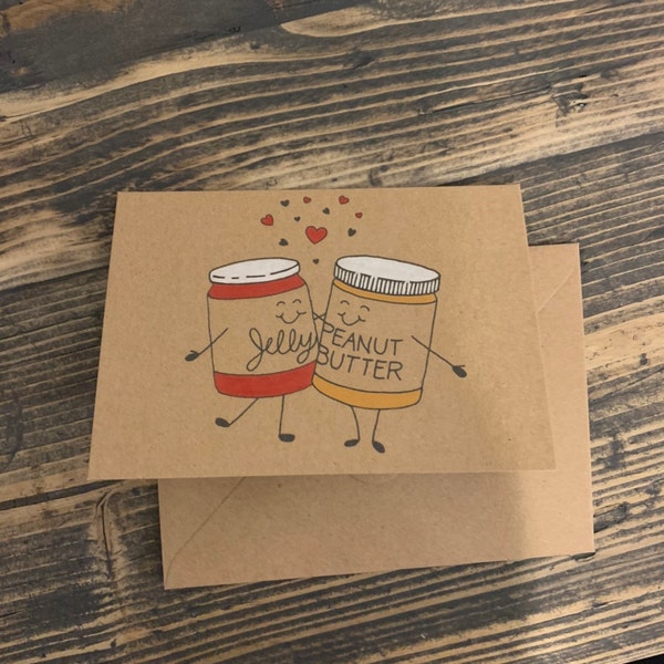 Handmade Peanut Butter and Jelly Card - Kraft Anniversary Wedding Card ...
