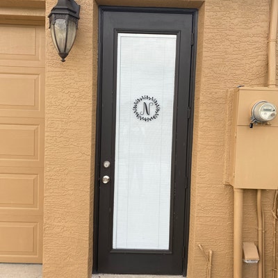 Monogram Door Decal Glass Front Door Laurel Wreath Sticker Fall Porch ...