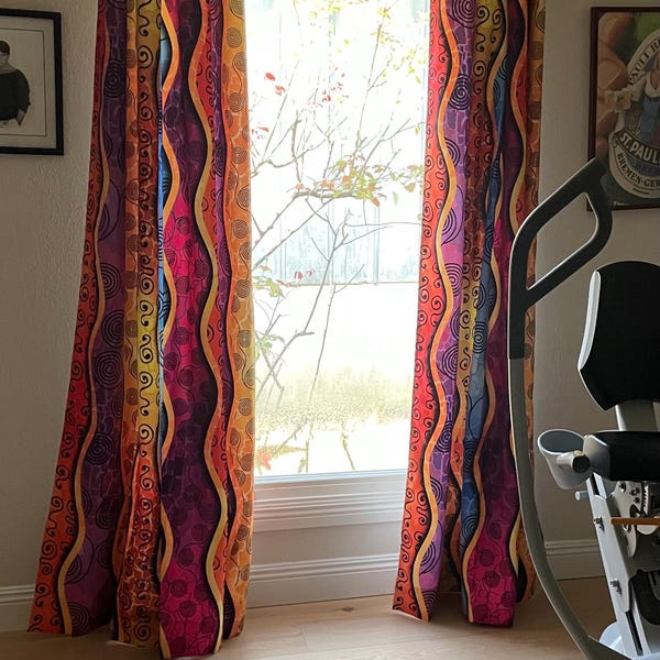 Afrocentric Living Room Drapes, African Ethnic Window Covering ...