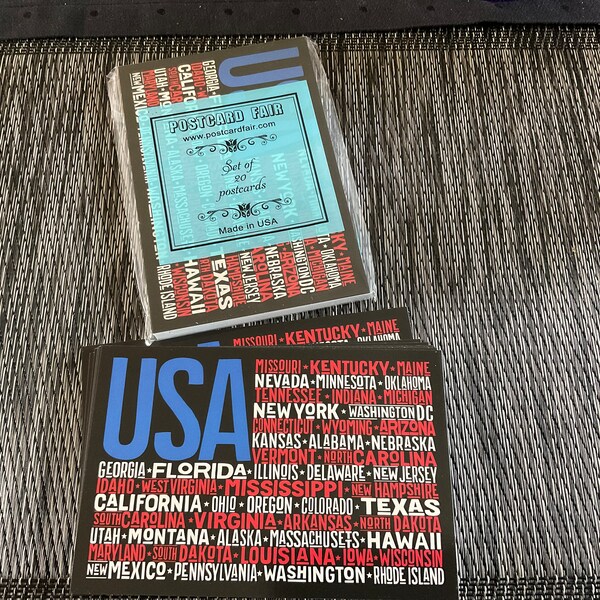 U.S. State Map Postcard Set of 50. Postcards Variety Pack. Post Cards ...