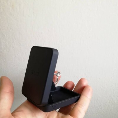 Rotating Engagement Ring Box, Genuine Leather, Thin Proposal Box, Thin ...