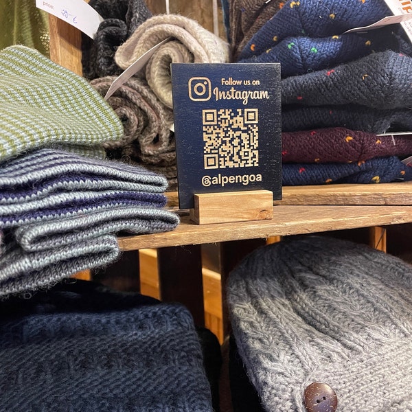 A-frame Sidewalk Sign, Wooden Business Sign , Large QR Code Sign for ...