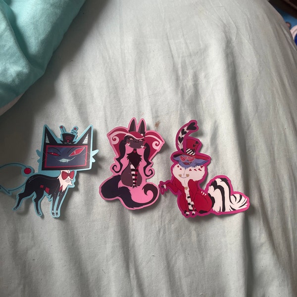 Hazbin Hotel Stickers Vee Cats Vox, Valentino, and Velvette Cat - Etsy