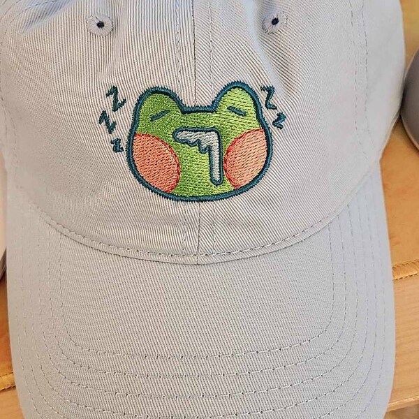 Frog Emoji Embroidered Hat With Adjustable Strap Back, Adult Unisex ...