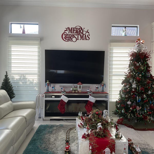 Candy Red Merry Christmas Metal Sign: Holiday Wall Decor - Etsy