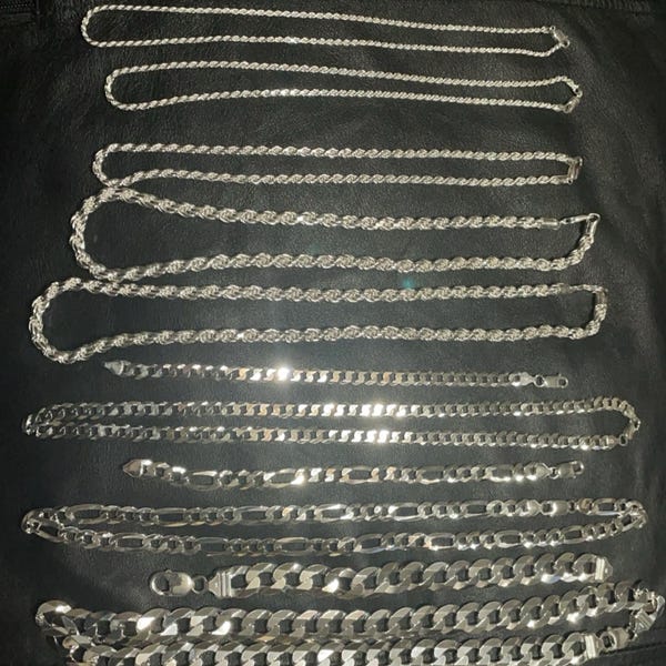 Sterling Silver Diamond-cut Rope Chain Men's Women's Necklace Solid 925 ...