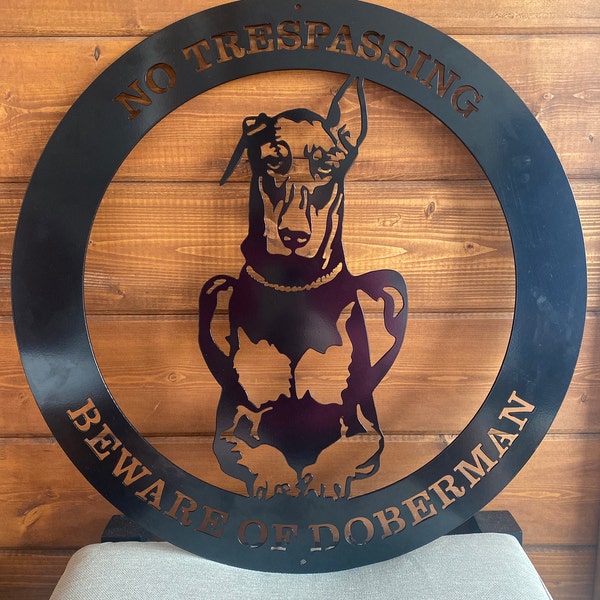 Doberman Beware of Dog Sign | Doberman Fence Sign | Doberman Porch Sign ...