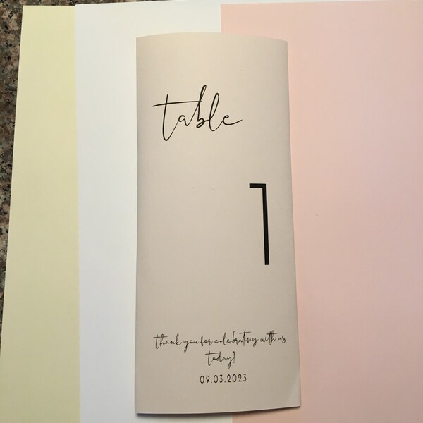 Minimalist Wedding Trifold Table Numbers, Modern Wedding Table Numbers ...