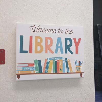 Welcome Library School Sign, Classroom Decor, Printable School Library ...