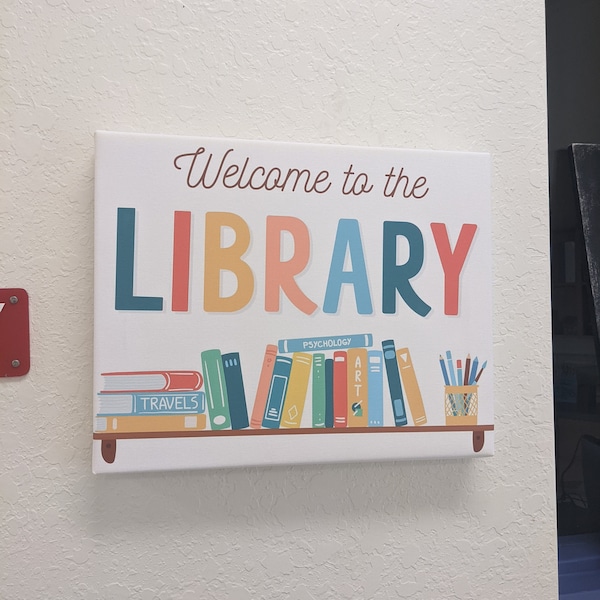 Welcome Library School Sign, Classroom Decor, Printable School Library ...