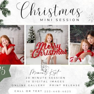 Christmas Mini Session Canva Template for Photographers, Holiday ...
