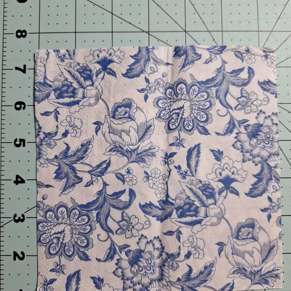 Vintage Blue Damask Pattern Paper Napkin for Decoupage, Elegant Floral ...