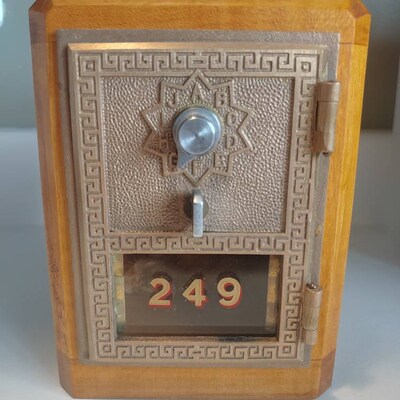 Antique US Post Office Box Door Coin Bank Australian Blackwood Ebonized ...