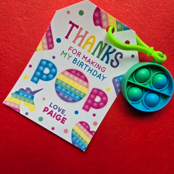 Pop It Thank You Tags, Pop It Favor Tags, Pop It Birthday Tags, Pop It ...