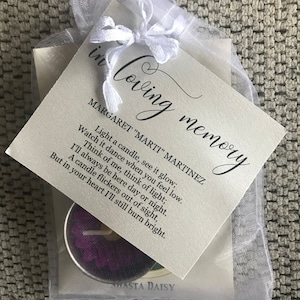 Funeral Favor Tag Template Printable Memorial Candle Tag in Loving ...