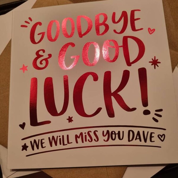 Leaving Card Personalised - Goodbye and Good Luck Card, New Job Card ...
