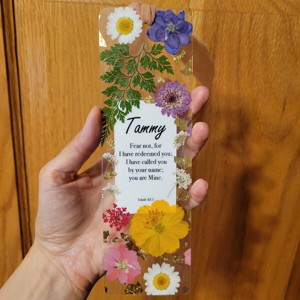 Isaiah 43:1 Personalized Name Pressed Flower Bible Marker for Christian ...