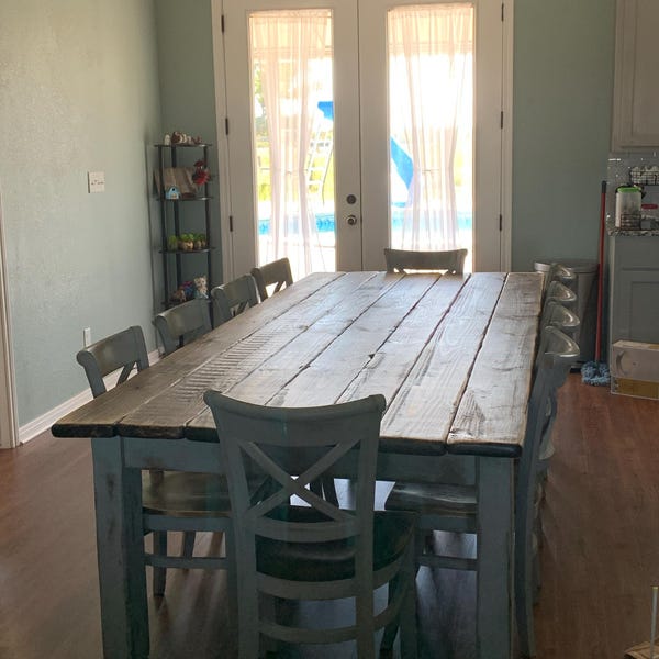 RUSTIC FARMHOUSE TABLE Small Kitchen Dining Farm House Reclaimed Wood ...