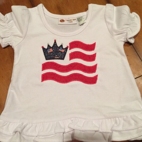 Patriotic Flag With Crown Digital Machine Embroidery Applique Design 4 ...