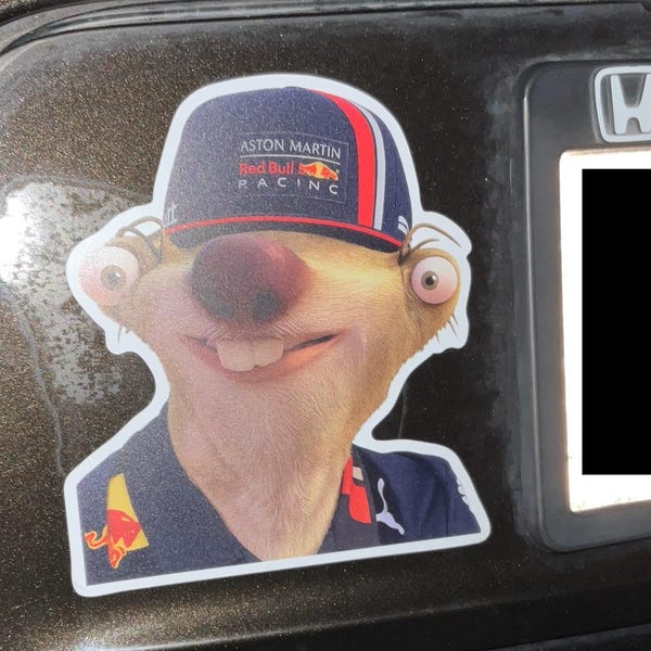 Max Verstappen Die-cut Magnet - Sid the Sloth Meme, F1 Racing, Red Bull ...