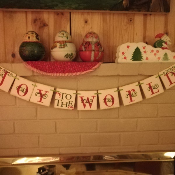 Christmas Banner JOY to the WORLD Garland Decoration - Etsy