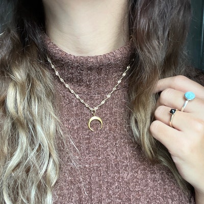 EYELET DISC Necklace, Antique Bronze Circle Necklace, Simple Boho ...