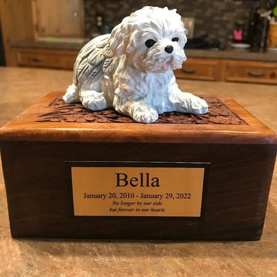 Maltese Dog Angel Statue Maltese Memorial Concrete Statue Mixed Terrier ...