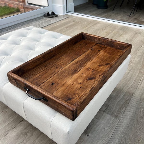 Large Rustic Reclaimed Wood Serving Tray / Hand Crafted Pallet Wood ...