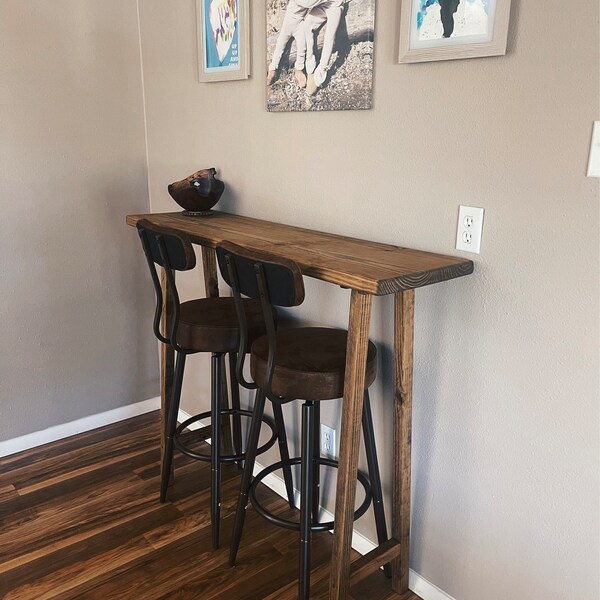 Wood Breakfast Bar | Bar Height Table | Rustic Bar Top Table | Behind Sofa Table | Breakfast ...