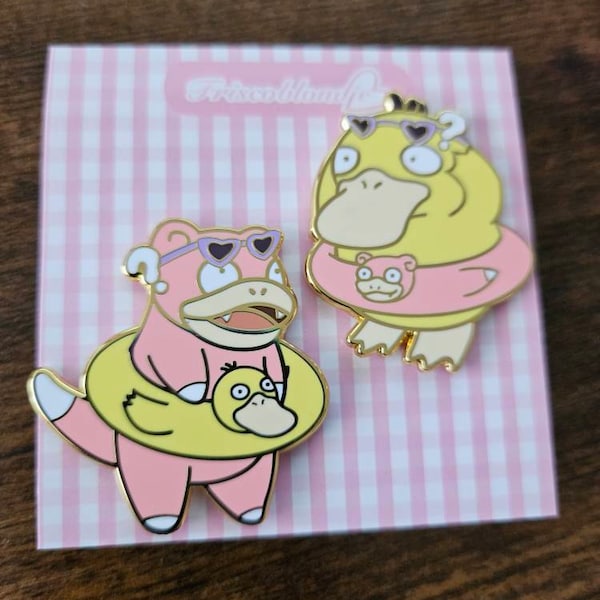 Pool Party Slowpoke and Psyduck Enamel Pins - Etsy
