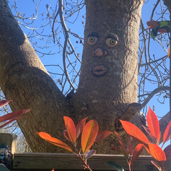 Handmade Tree Face Garden Decor: Whimsical Funny Faces - Etsy