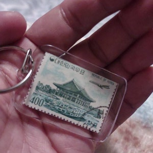 France Keychain Recycled Postage Stamp Art - Etsy