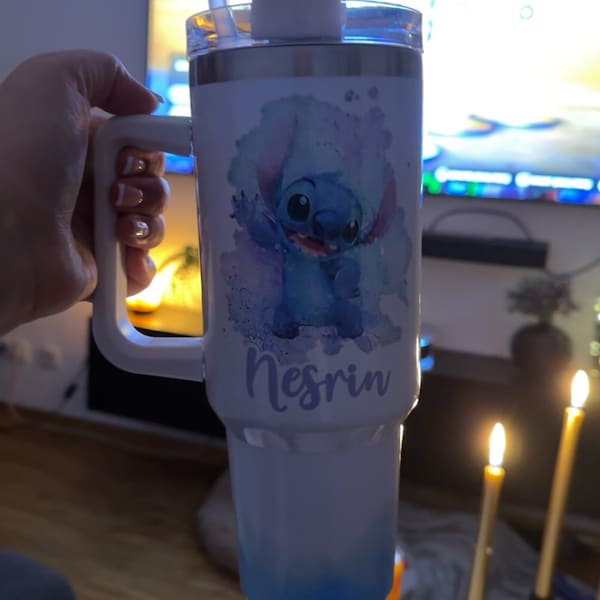 Stitch Tumblers, Custom 40oz Insulated Cup With Straw, Personalized ...