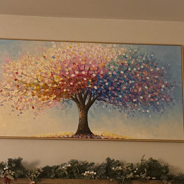 Colorful Tree Painting on Canvas Original Large Texture Wall Art Living ...