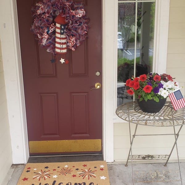 Fireworks Doormat Summer, Fourth of July Doormat Outdoor, Summer Porch ...
