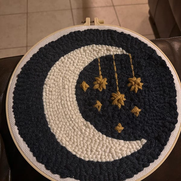 Beginner Punch Needle Embroidery DIY Kit | Celestial Moon and Stars ...