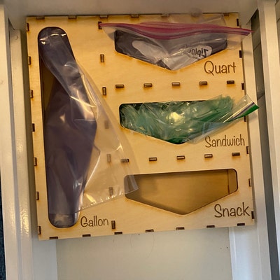 Wooden Kitchen Sandwich Bag Organizer Storage Holder for Plastic Bags ...