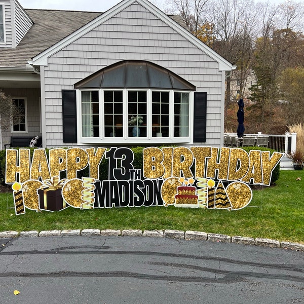 Personalized Large Happy Birthday With Age Set Yard Card Signs With ...