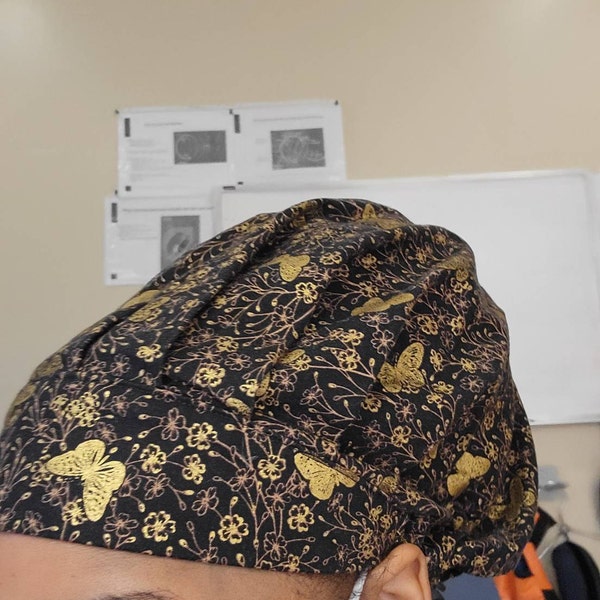 PONYTAIL Japanese Kitty With Pink Letters Scrub Cap, Scrub Hat for ...