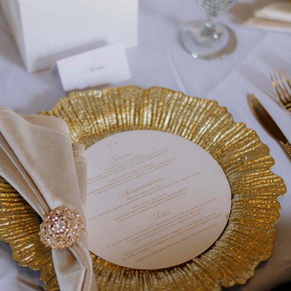 7.5" Round Menu | Circle Wedding Menus | Formal Elegant Menu | Shimmer ...