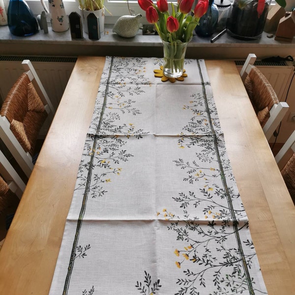 Linen Table Runner, Rue, Vintage Table Decor, Table Runner, 100% Linen ...