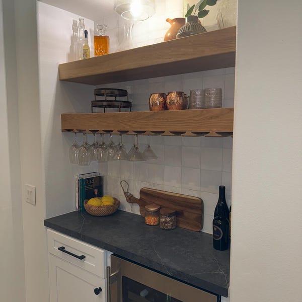 Set of 2 Square Floating Shelves. Solid Wood Shelves. Rectangle Shelf ...