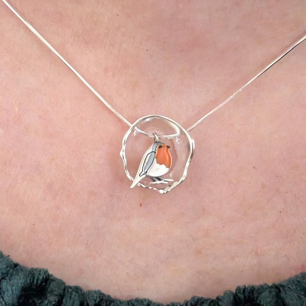 Red Robin Bird Slider Bracelet. Sterling Silver and Orange Enamel ...