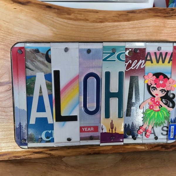 Aloha License Plate Sign, Rustic Hawaiian Decor Housewarming Gift ...